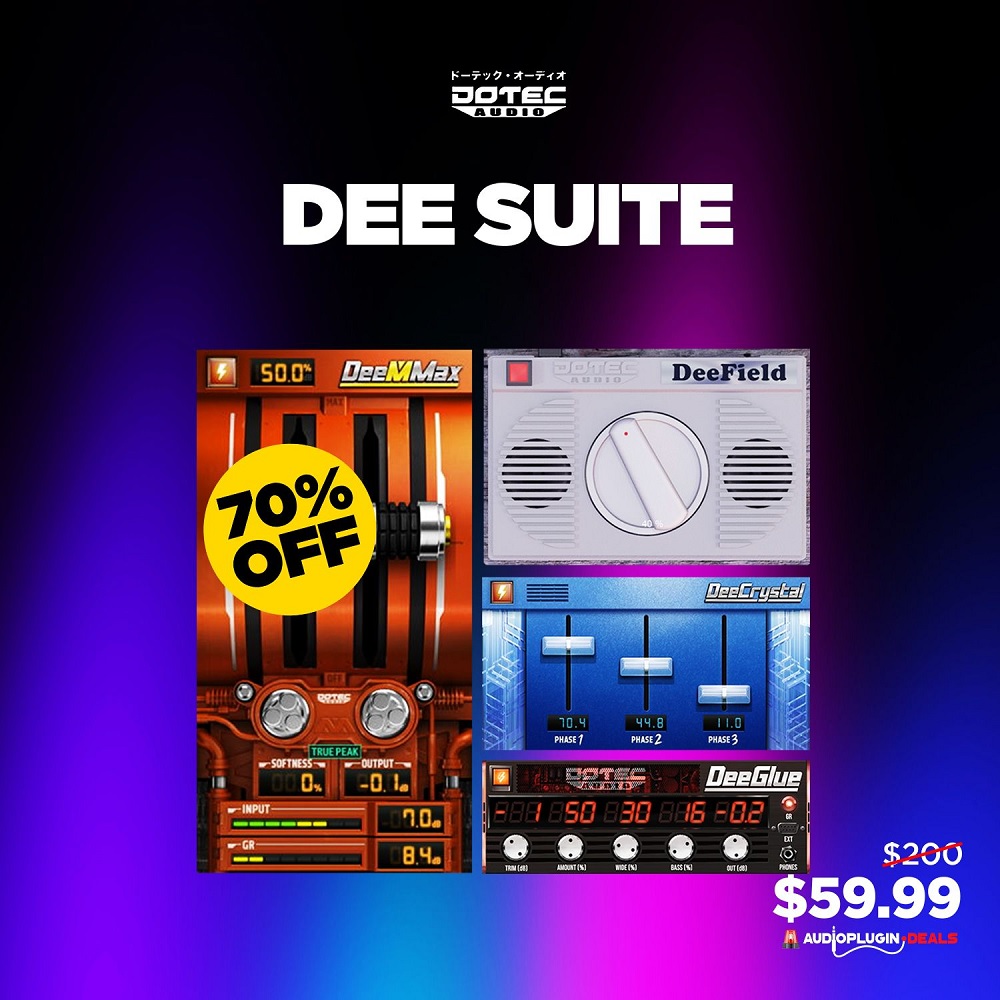 DoTec Audio Dee 4-in-1 Plugin Suite | ミックスとマスターを次のレベルへ高めるプラグインが70%オフ