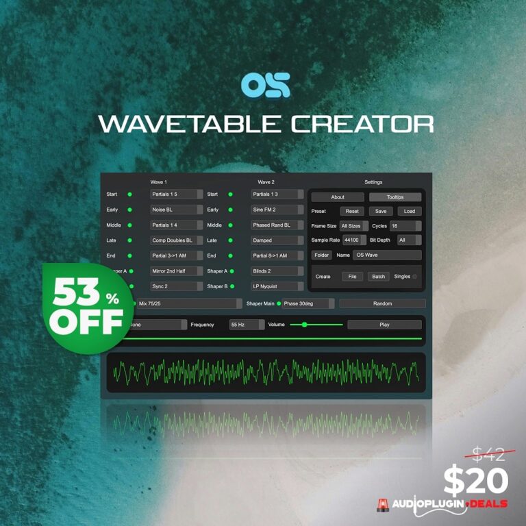 Ocean Swift Synthesis Wavetable Creator | ウェーブテーブルを作成する究極のツールが53%オフ